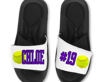Personalized Custom Softball Fastpitch Slides Flip Flops | Etsy