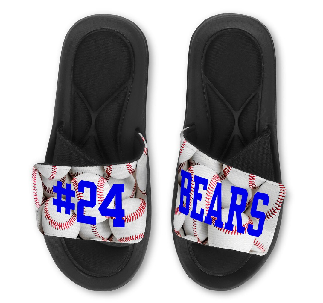 Custom Baseball Slides Flip Flops Sandals, Personalized Full Baseball ...