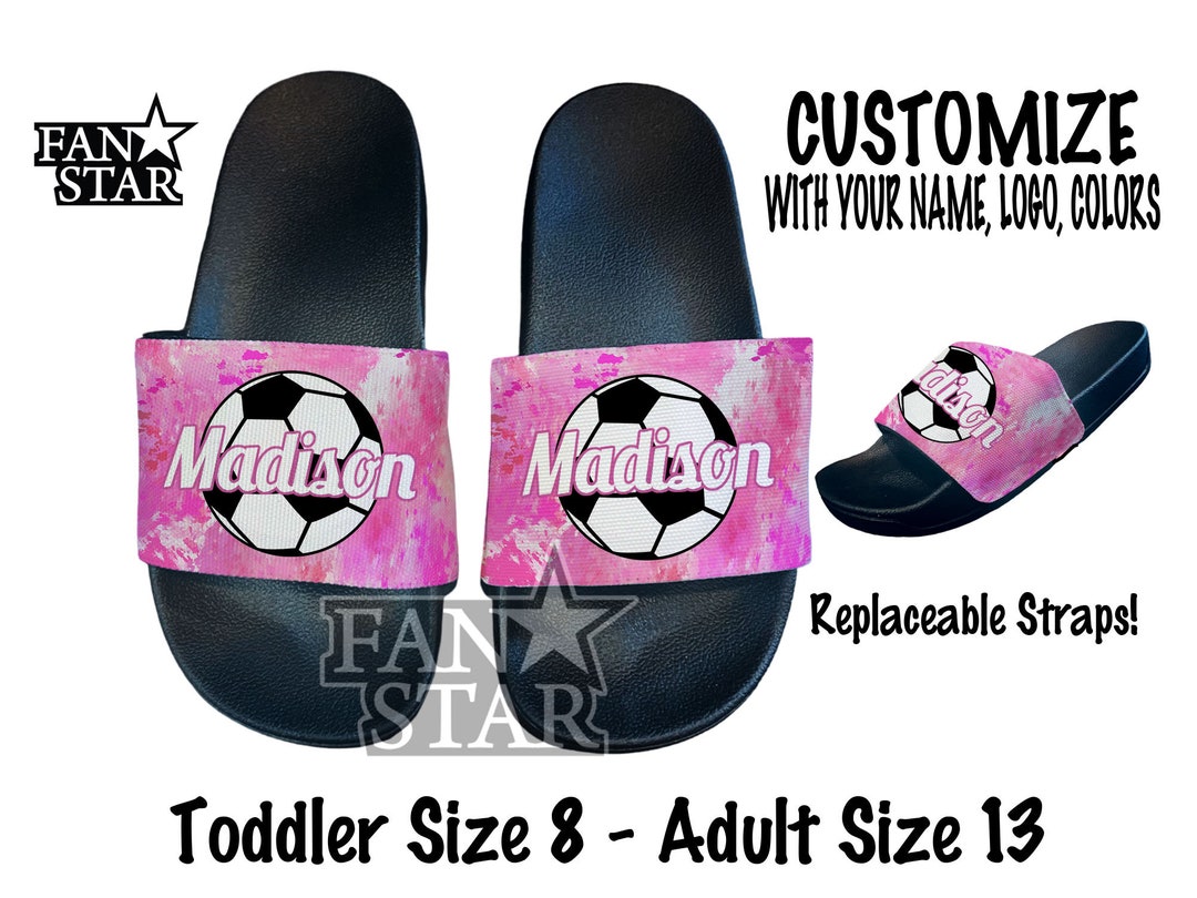 Personalized Soccer Slides Flip Flops Sandals Polyurethane Flex Soles ...
