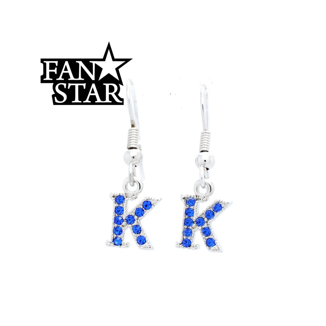 Crystal Letter K Earrings - Letter K Dangle Earrings - Rhodium *non ...