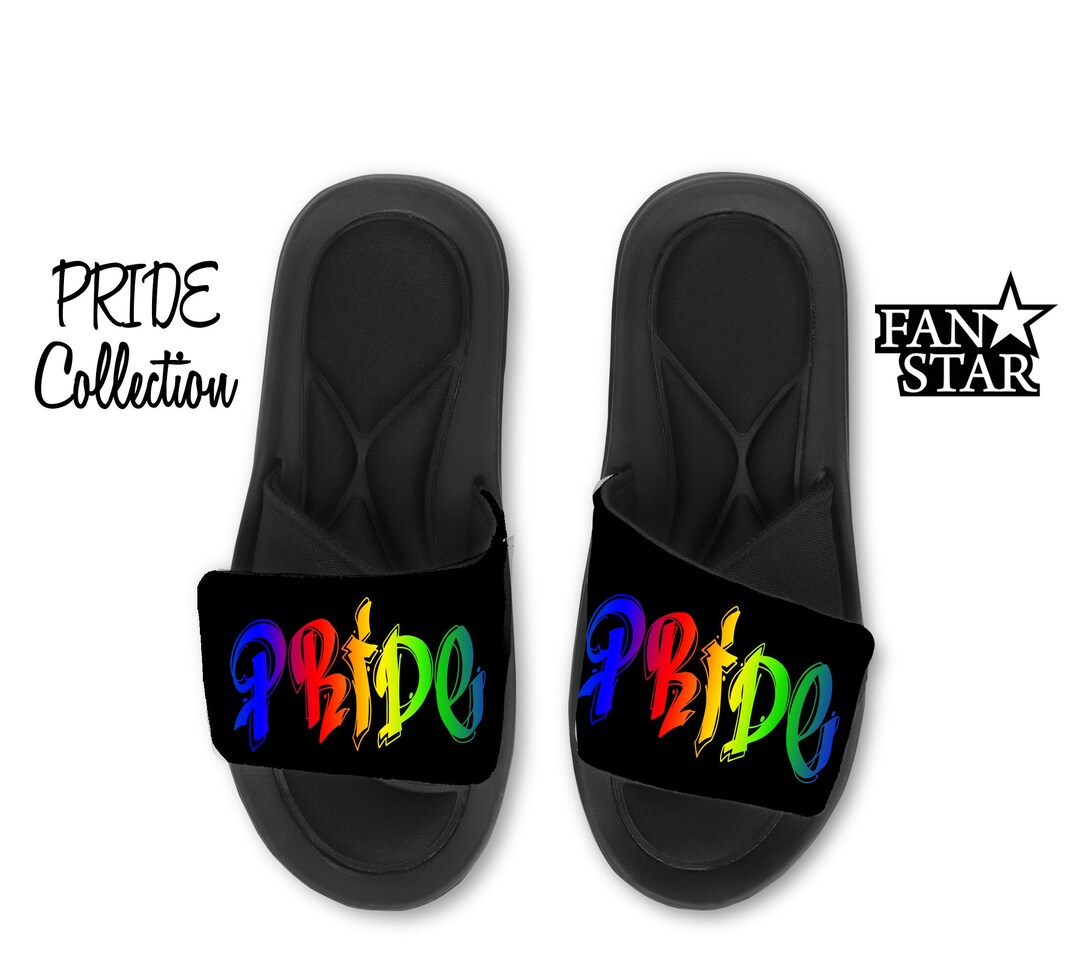 Custom PRIDE Rainbow Slides Sandals, Personalized Love Wins Sandals ...
