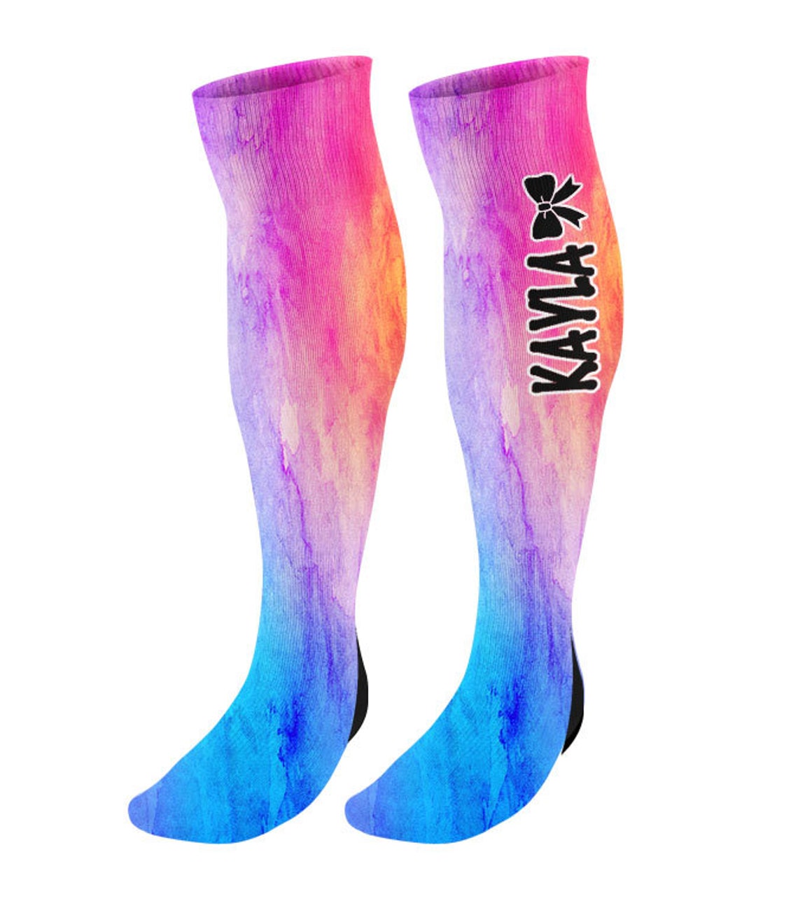 Personalized Cheer Socks Custom Cheer Bow Knee High Socks | Etsy