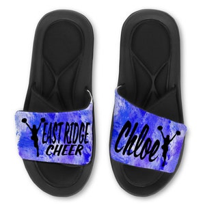 Personalized CHEER Slides - POMS Custom Slides - CHEERLEADING Sandals ...