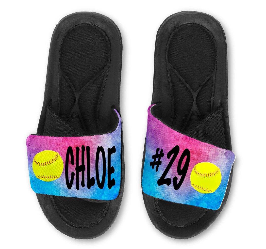 Personalized Softball Fastpitch Slides Flip Flops Sandals With ...