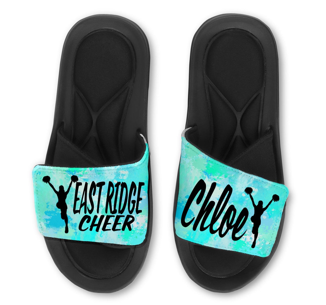 Personalized CHEER Slides - POMS Custom Slides - CHEERLEADING Sandals ...