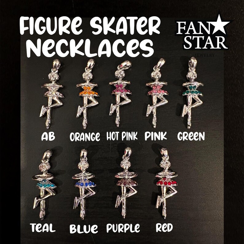 Crystal Figure Skater Necklace Pendant With Stainless Steel Engraved ...