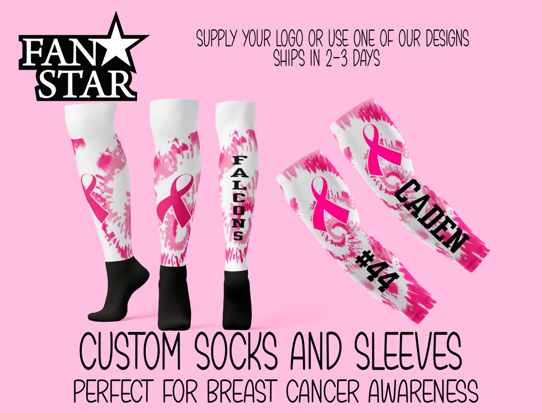 Custom Pink Ribbon Socks and Sleeves Set, Great for Breast Cancer ...