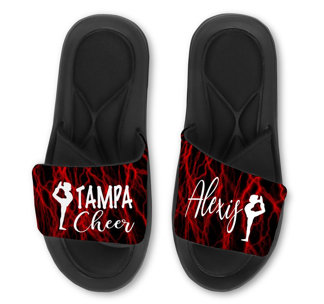 Personalized Custom Cheer Slides Flip Flops Sandals - Flames - Choose ...