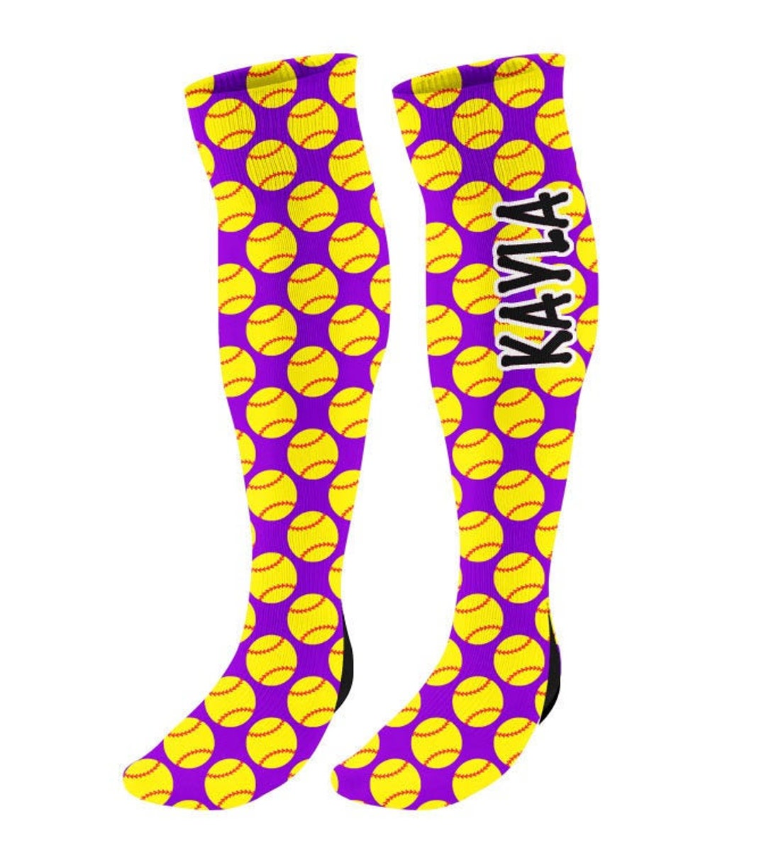 Personalized Softball Knee High Watercolor Socks, Custom Fastpitch Team ...
