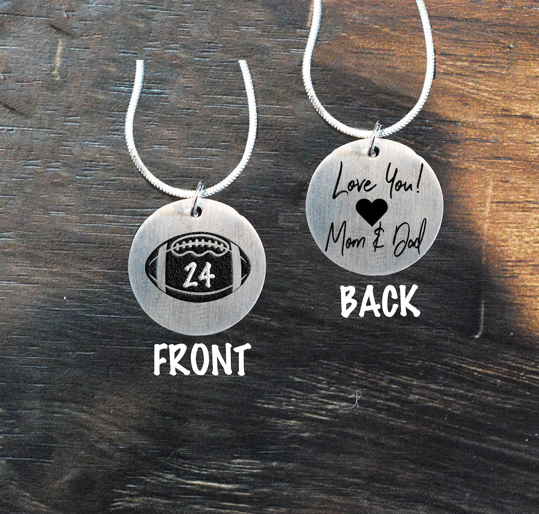 Custom Football Pendant - Personalized Engraved Football Circle Pendant ...
