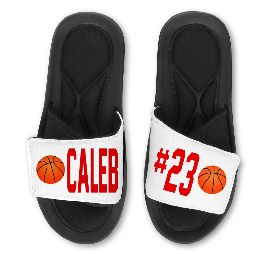 Personalized Custom Basketball Slides Flip Flops Sandals - Memory Foam ...