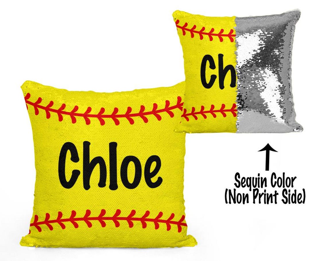 Personalized SOFTBALL Laces Sequin Mermaid Flip Pillow With Your Name ...