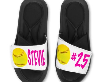 Personalized Custom Softball Fastpitch Slides Flip Flops | Etsy