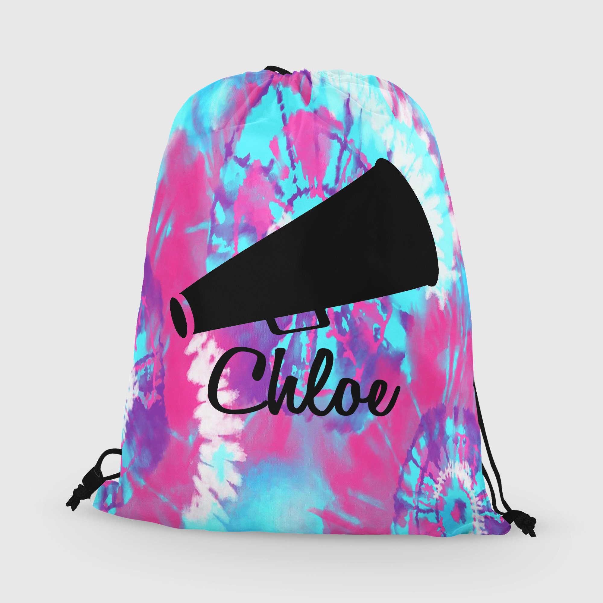 Personalized Cheer Megaphone Drawstring Bag, Custom Cheerleading ...
