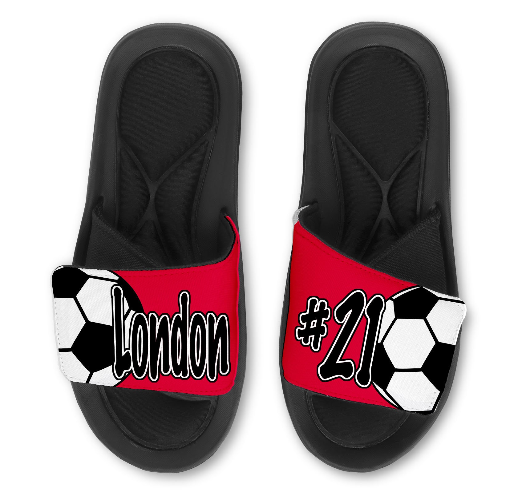 Custom Soccer Slides Flip Flops Sandals Personalized Soccer - Etsy