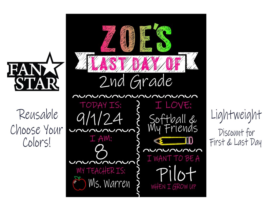 First Day of School Reusable Banner Chalk Board, Last Day of School ...