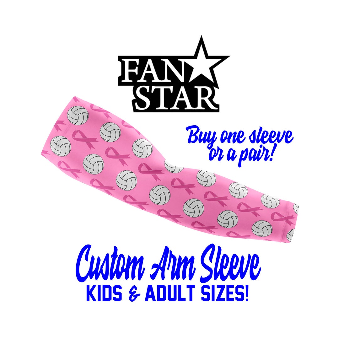 Volleyball Pink Ribbon ARM Sleeves for Volleyball Team, Breast Cancer ...