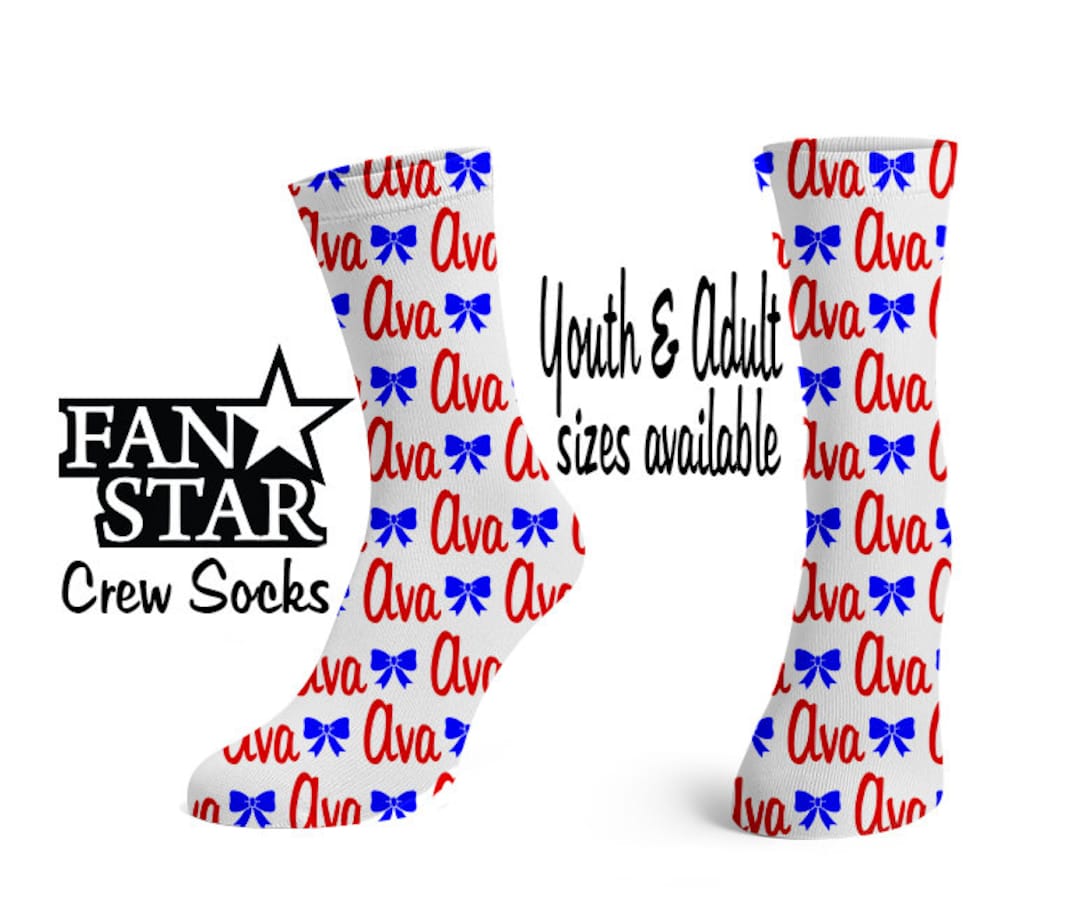 Personalized Cheer Bow Crew Socks, Custom Cheerleading Crew Socks ...