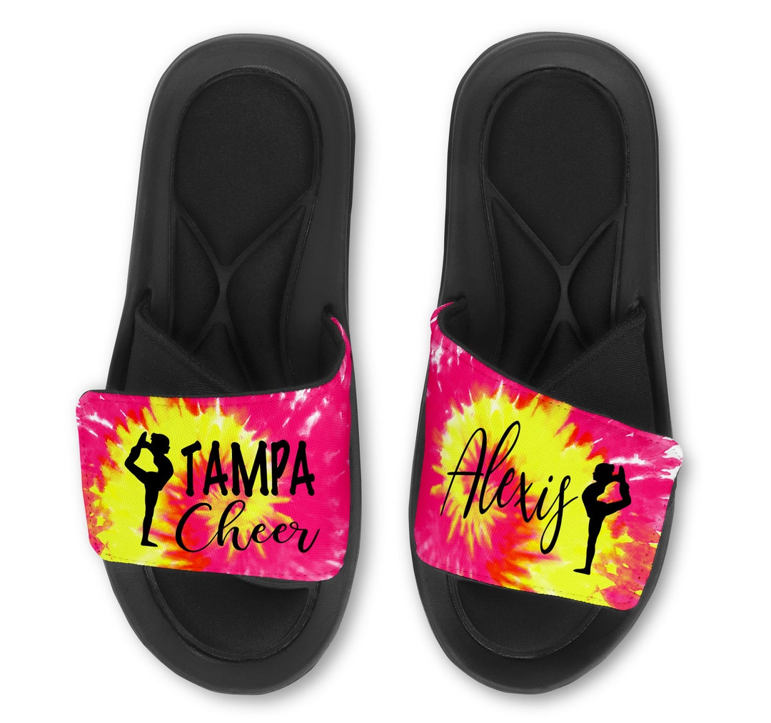 Personalized Custom Cheer Slides Flip Flops Sandals - Tie Dye - Choose ...