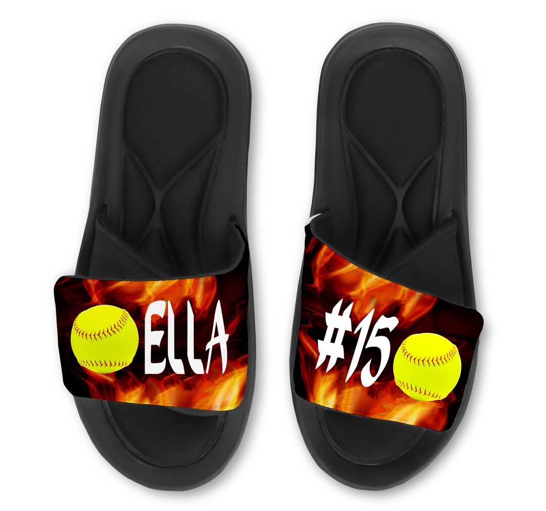 Personalized Custom Softball Fastpitch Slides Flip Flops Sandals ...