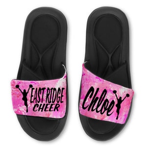 Personalized CHEER Slides - POMS Custom Slides - CHEERLEADING Sandals ...