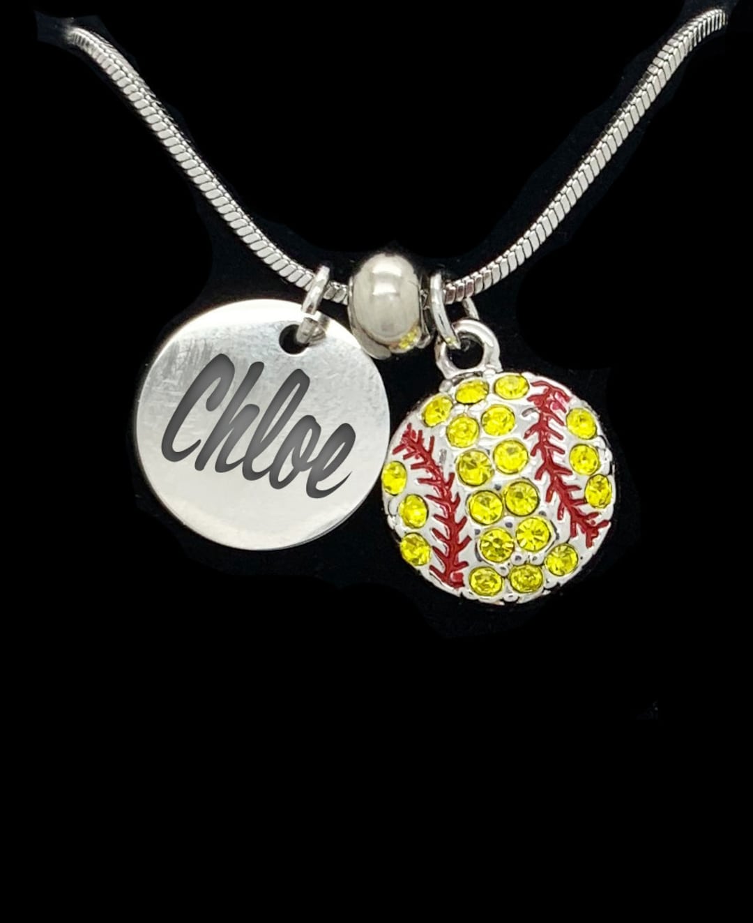 Custom SOFTBALL Pendant Name Necklace - Handwriting & Font Options ...