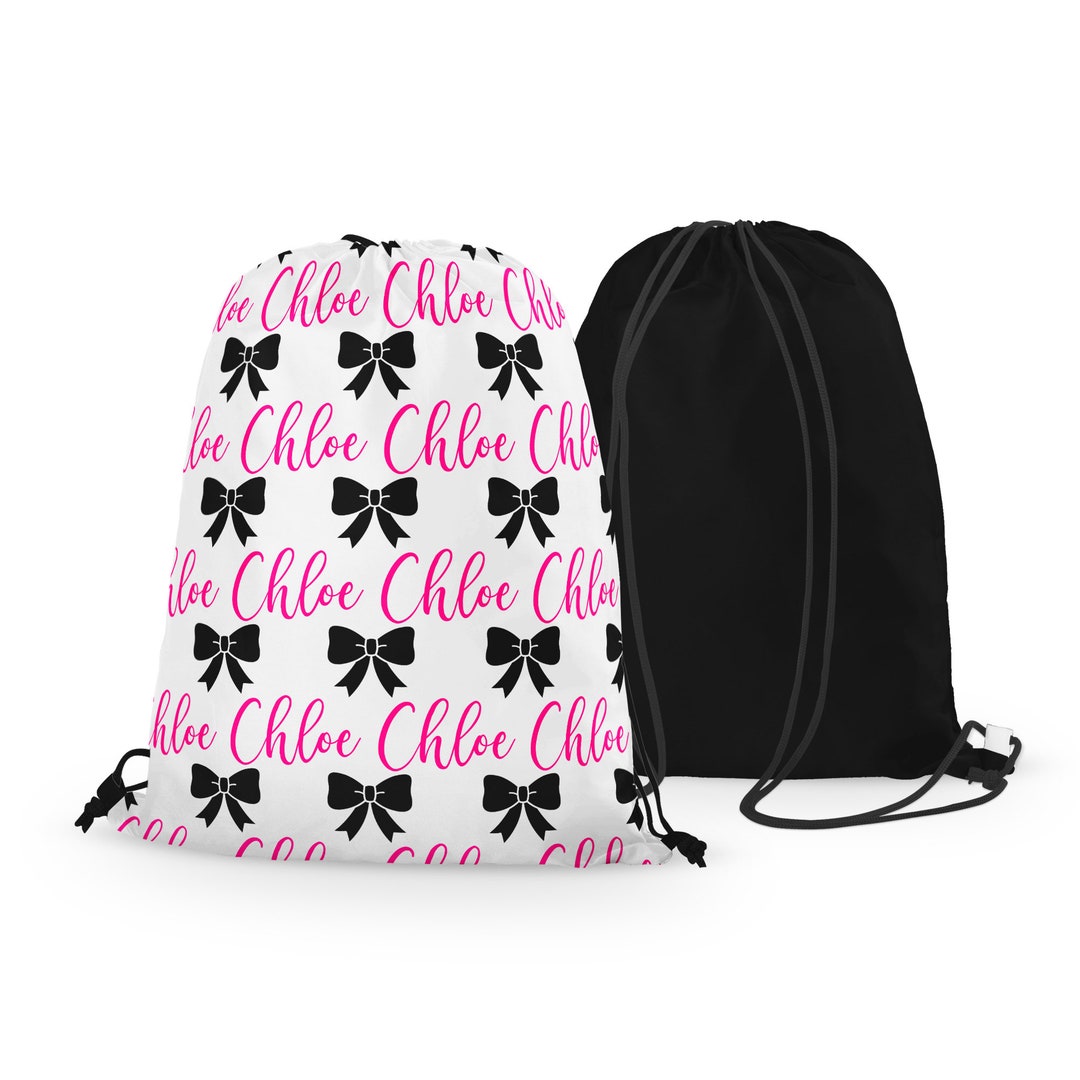 Personalized Cheer Drawstring Bag - Custom Bow Drawstring Bag - Choose ...
