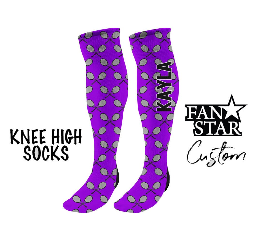Personalized Tennis Knee High Socks, Custom Knee High Tennis Racquet ...