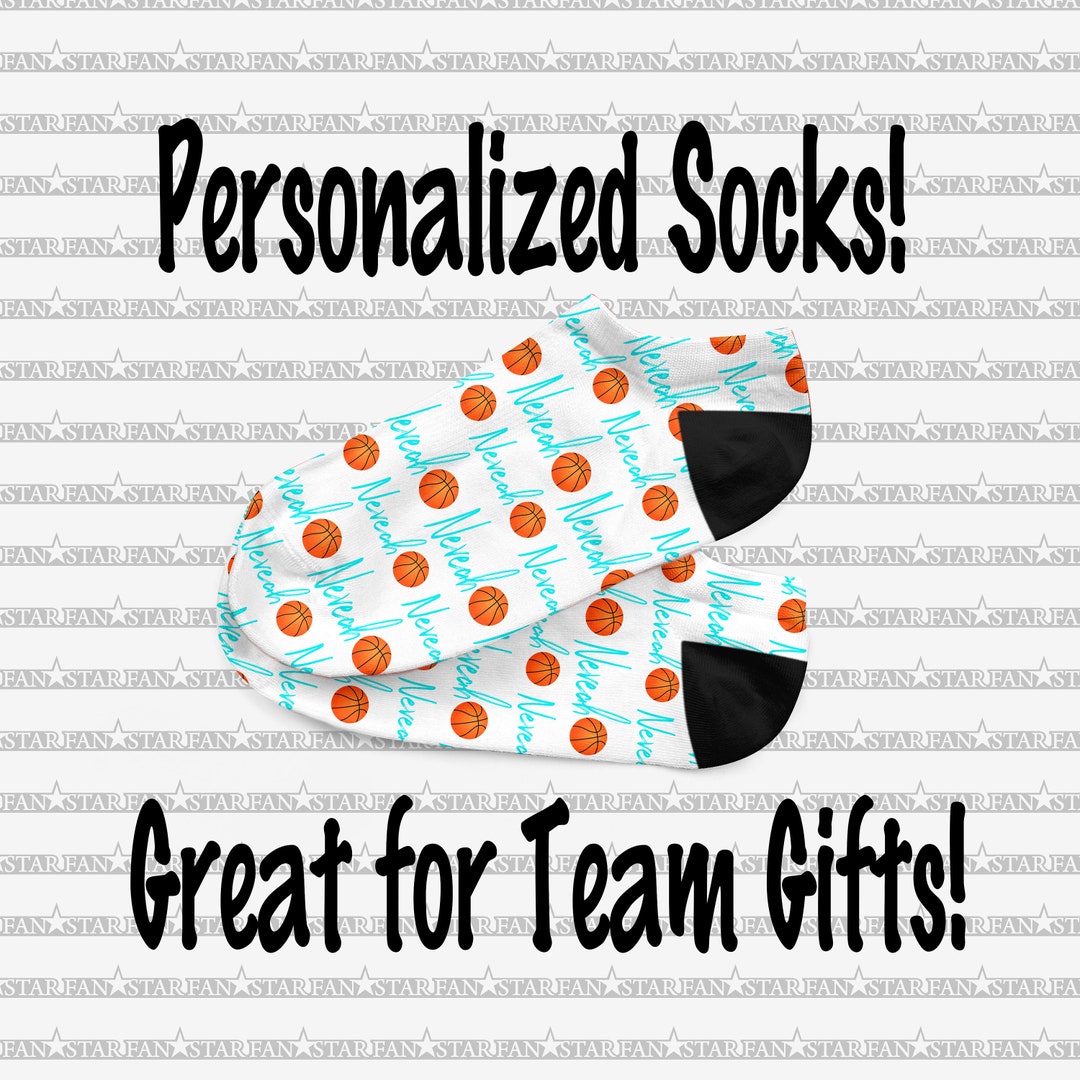 Personalized BASKETBALL Socks - Custom BASKETBALL - Crew No Show Socks ...