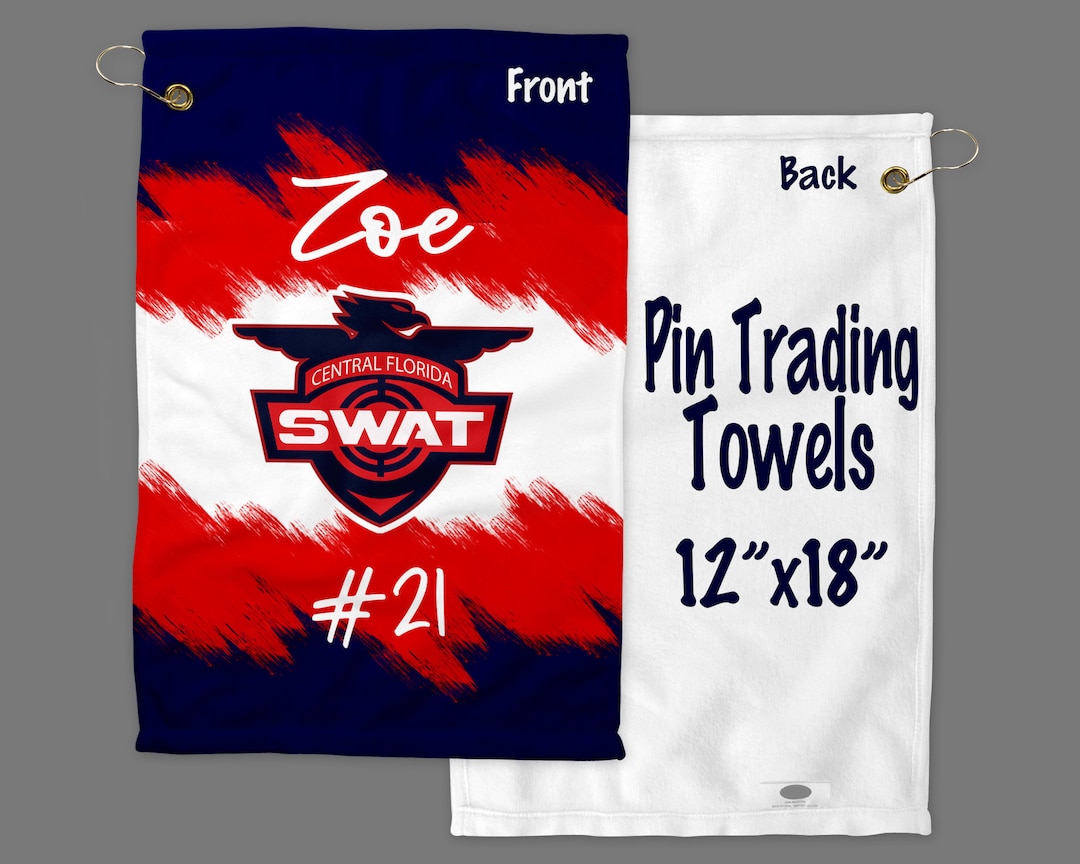 12 X 18 Personalized Pin Trading Towel Perfect for National and World ...