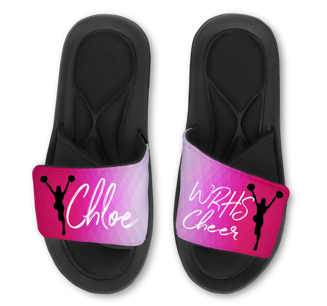 Personalized CHEER Slides - POMS Custom Slides - CHEERLEADING Sandals ...