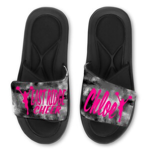 Personalized CHEER Slides - POMS Custom Slides - CHEERLEADING Sandals ...