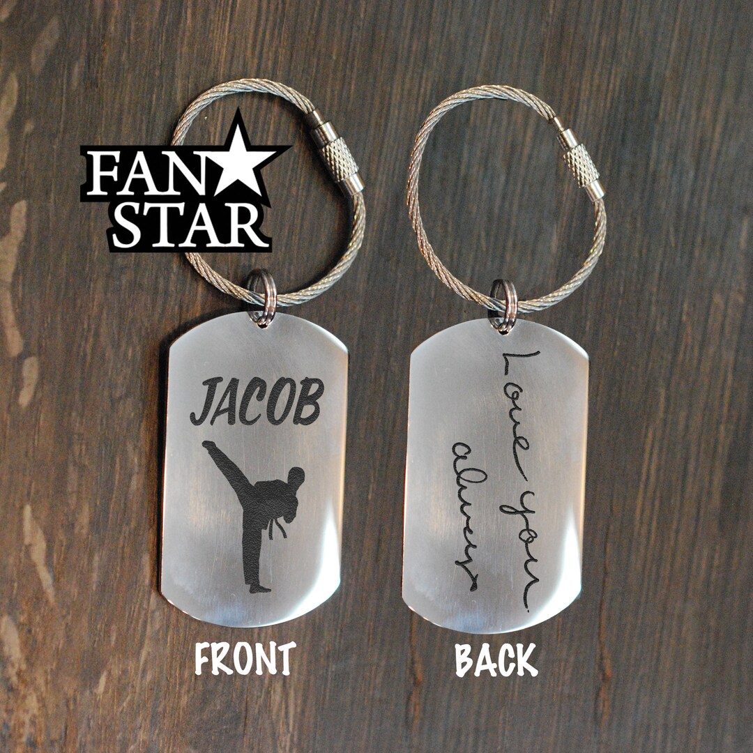 Custom Name KARATE TAEKWONDO Keychain|choose Your Image|handwriting ...