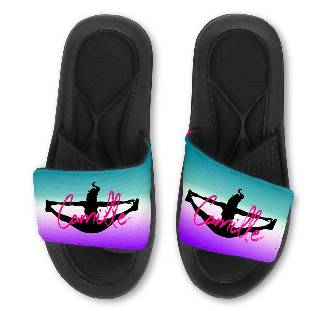 Personalized CHEER Toe Touch Slides Sandals, Custom Cheerleading Slides ...