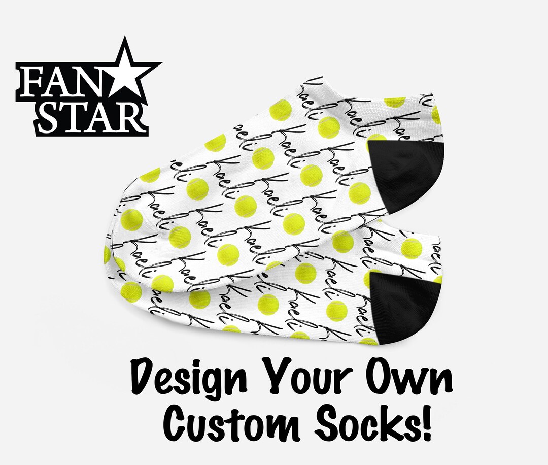 Personalized Tennis Ball Ankle Socks, Custom Tennis Player Ankle Socks ...