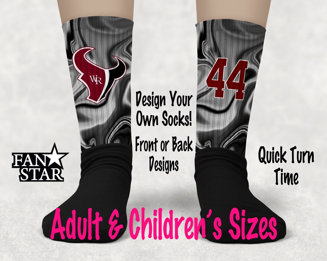 Personalized School Socks With Logo, Crew Style Socks, Custom Football ...