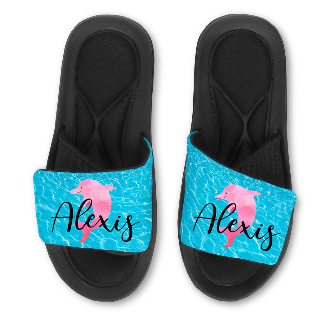 Personalized Custom Dolphin Slides Flip Flops Sandals With Water ...