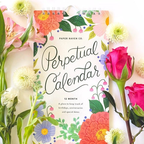 Perpetual Wall Calendar Floral Calendar Occasion Calendar | Etsy