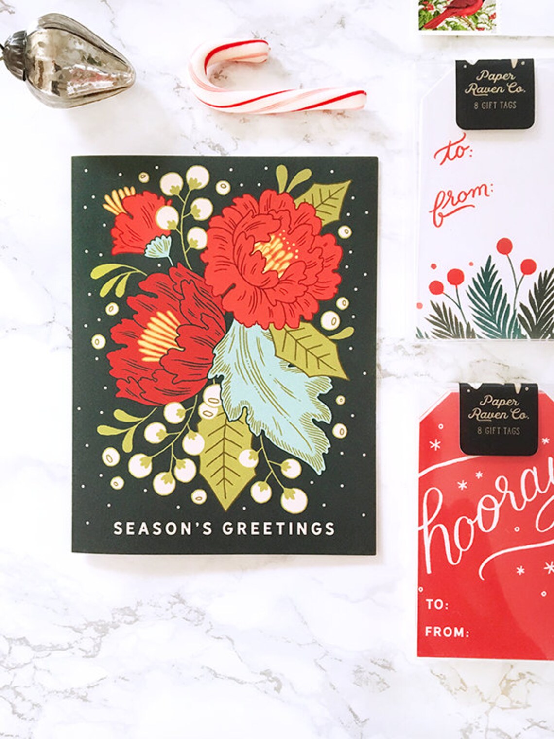 Festive Florals Holiday Card Box Set of 8 - Holiday Card - Wreath ...