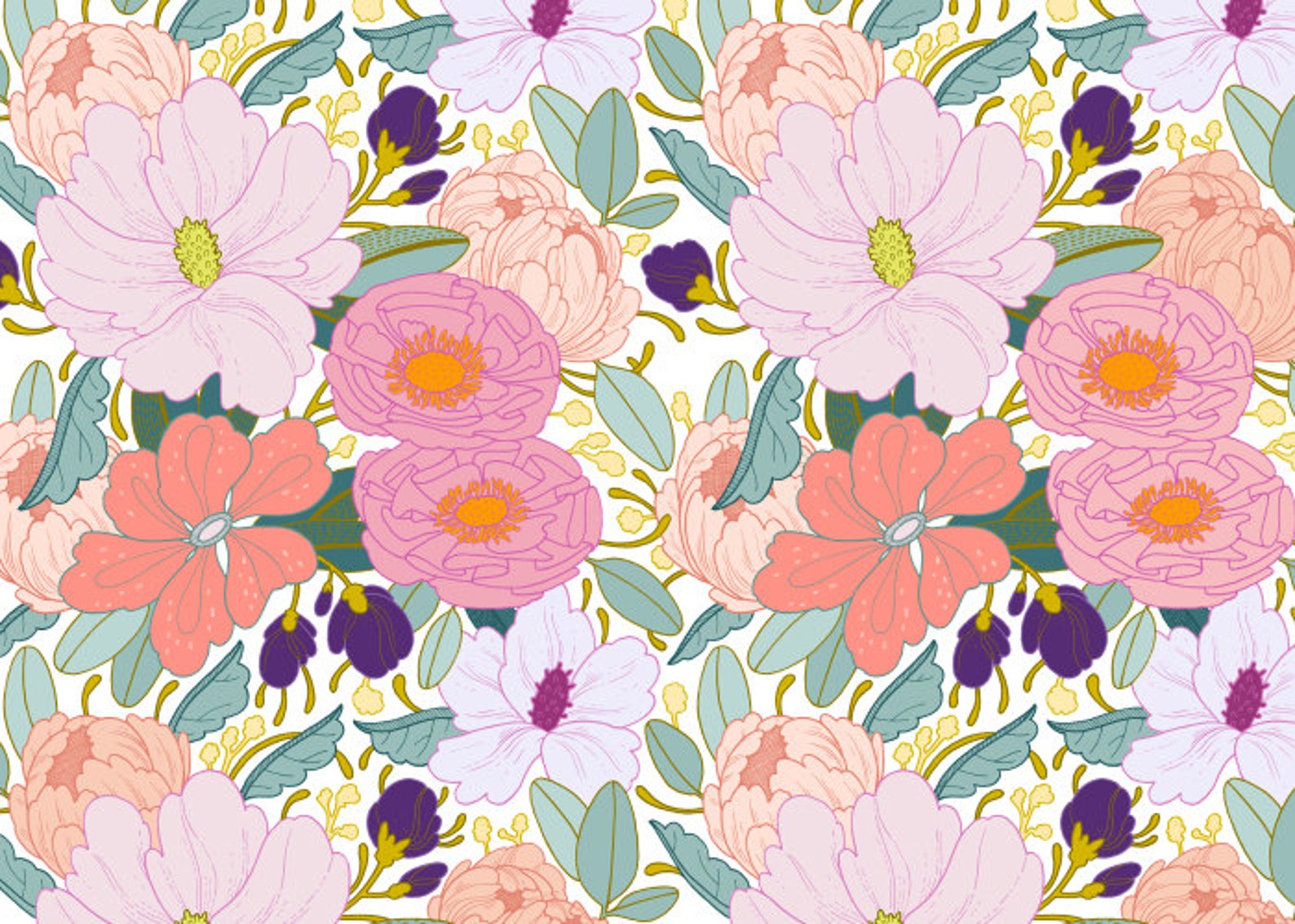 Floral Gift Wrap 3 Sheets - Etsy