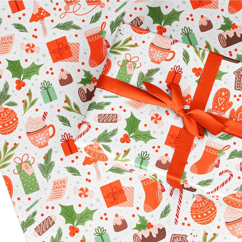 Holiday Wrapping Paper My Favorite Things Holiday Icons Holiday Gift ...