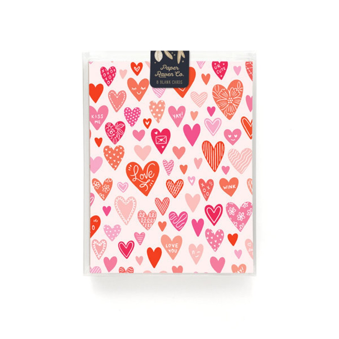 Happy Hearts Card Box Set of 8 Valentine Card Love Card Friendship Card ...
