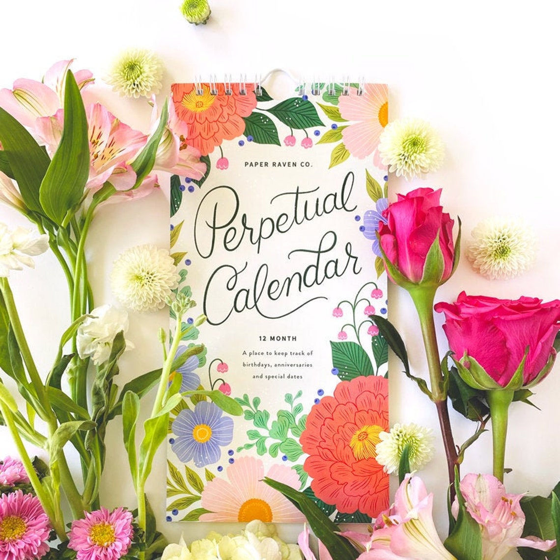 Perpetual Wall Calendar Floral Calendar Occasion Calendar - Etsy