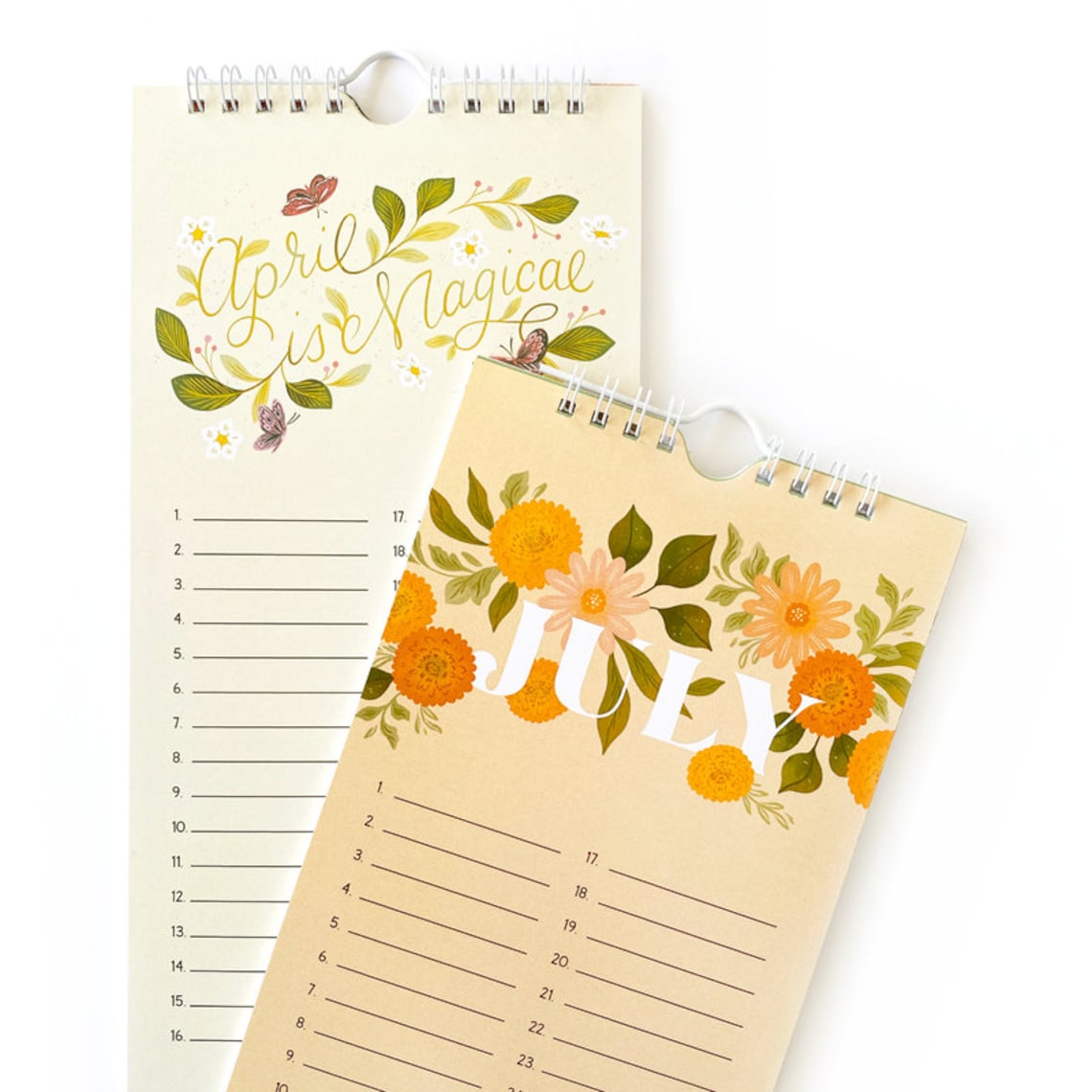 Perpetual Wall Calendar - Floral Calendar - Occasion Calendar - Hanging ...
