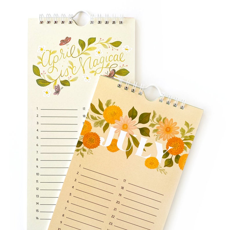 Perpetual Wall Calendar Floral Calendar Occasion Calendar | Etsy