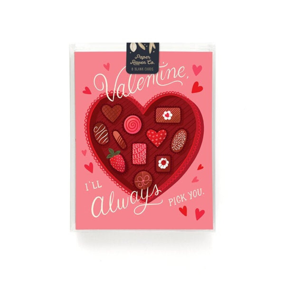 Box of Chocolates Card Box Set of 8 Valentine Pun Card Valentine Candy ...
