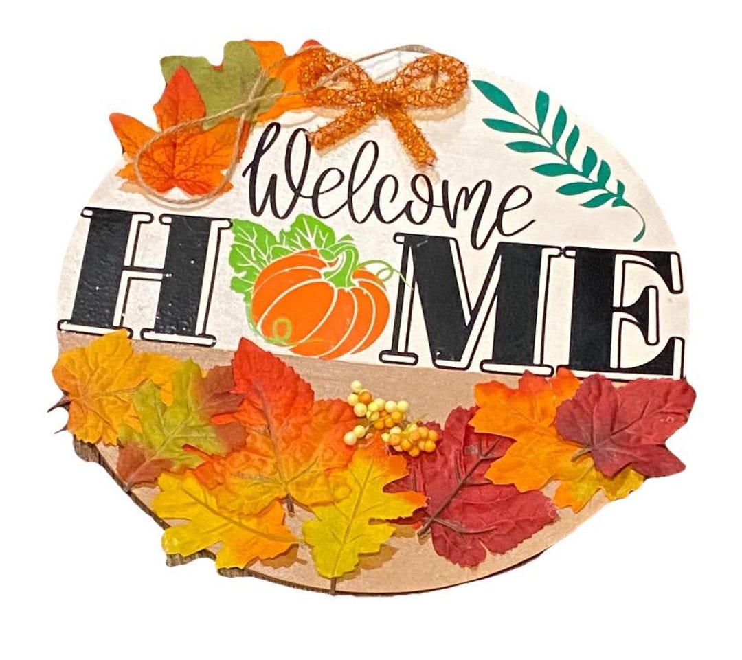 Seasonal Welcome Home Fall Leaf 12” Round Sign - Etsy