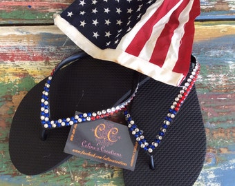 July 4th Flip Flops | Etsy