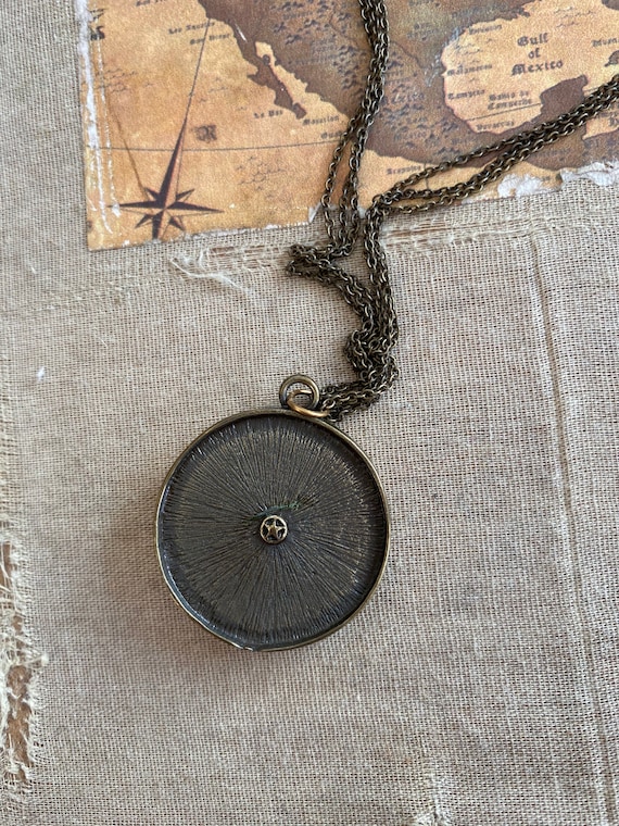 Vintage Lee Angel Mother of Pearl Brass Boho Necklace - Gem