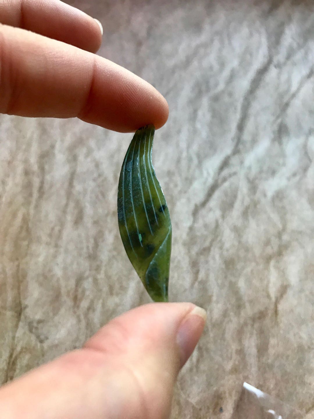 1 Vintage Taiwan Jade Carved Leaf // One Piece // New Old Stock ...